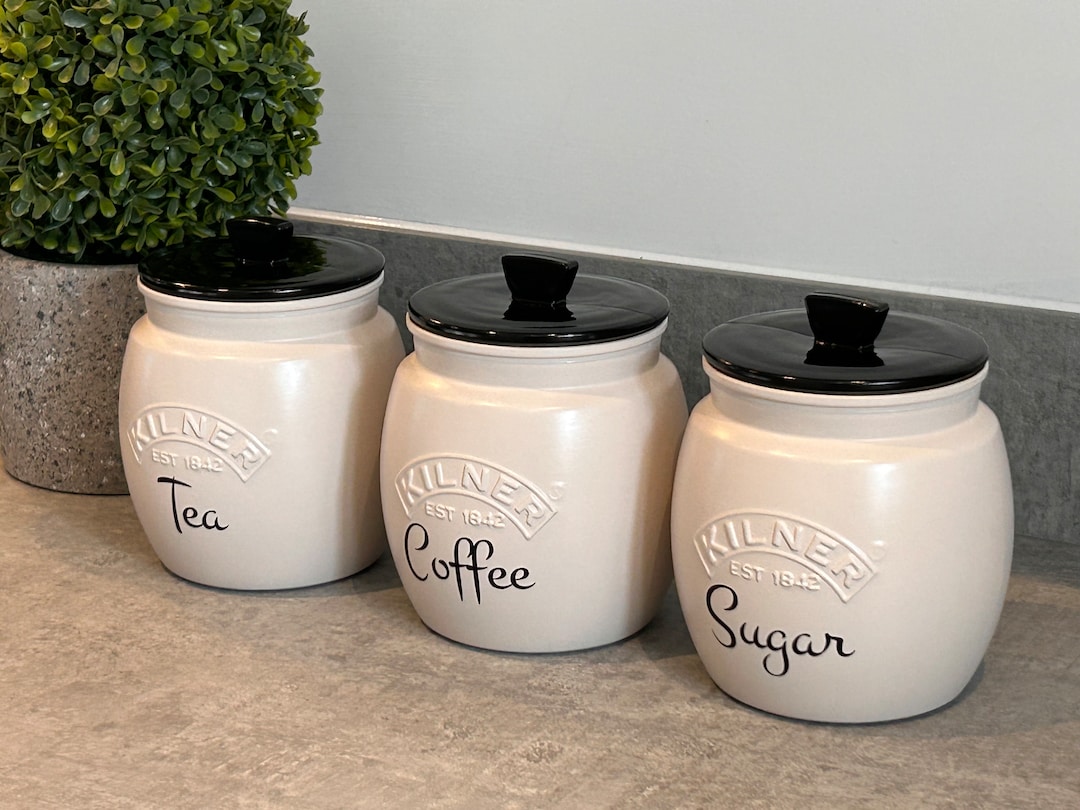 Creamy Taupe Beige Tea Coffee Sugar Canisters Sets Kitchen Storage ...