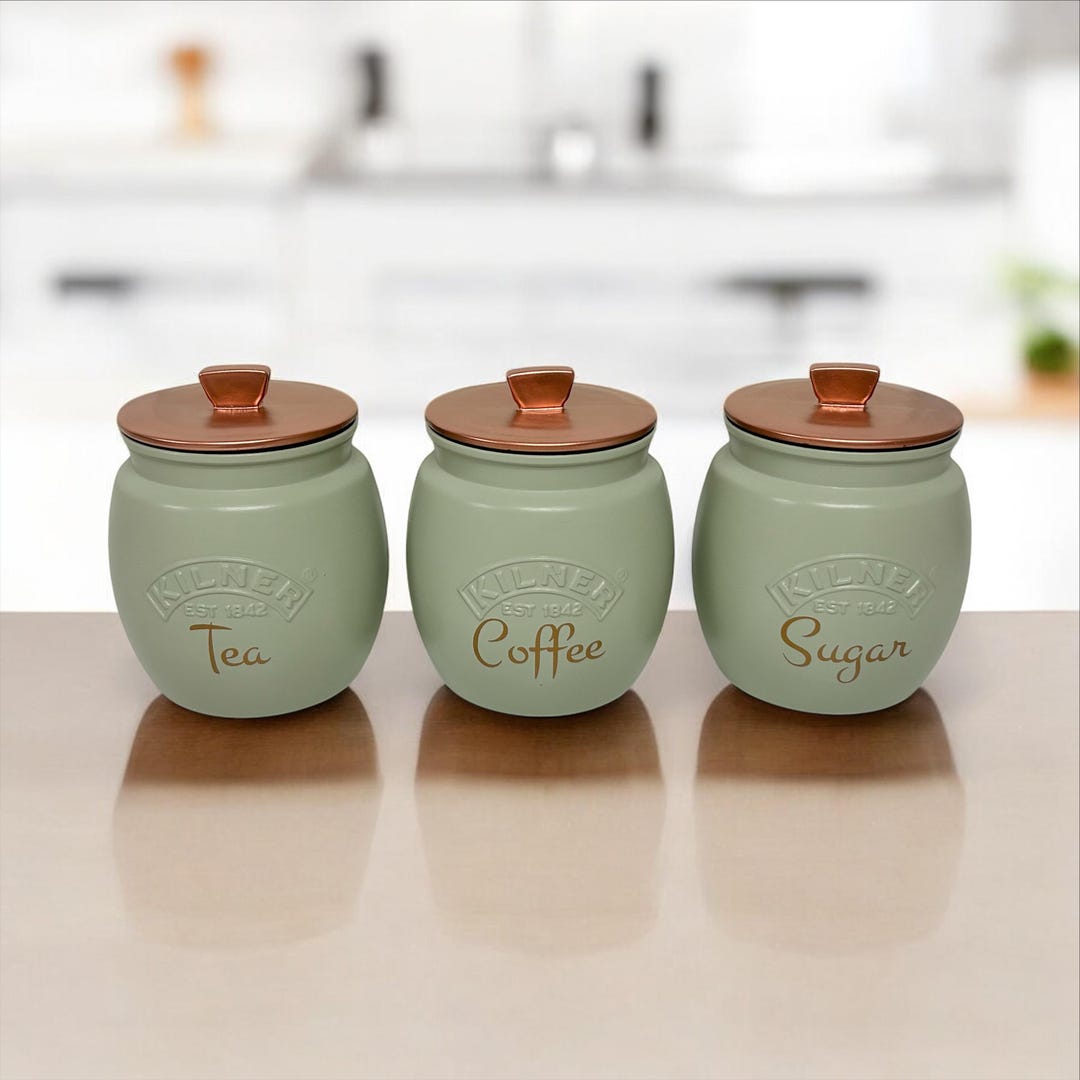 Sage Green Tea Coffee Sugar Kitchen Storage Container Kitchen ...