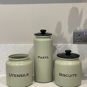Sage Green Tea Coffee Sugar Canisters Biscuit Utensil Jars With Bread ...