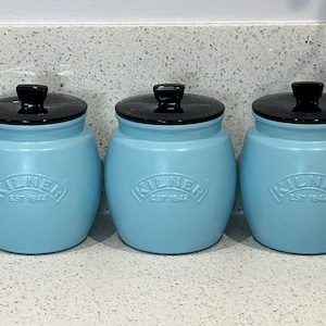 Teal Blue Kitchen Canister Set: Tea, Coffee, Sugar & Bread Bin Various ...