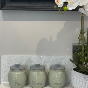 Sage Green Tea Coffee Sugar Canister Set: Personalized Kitchen Storage ...