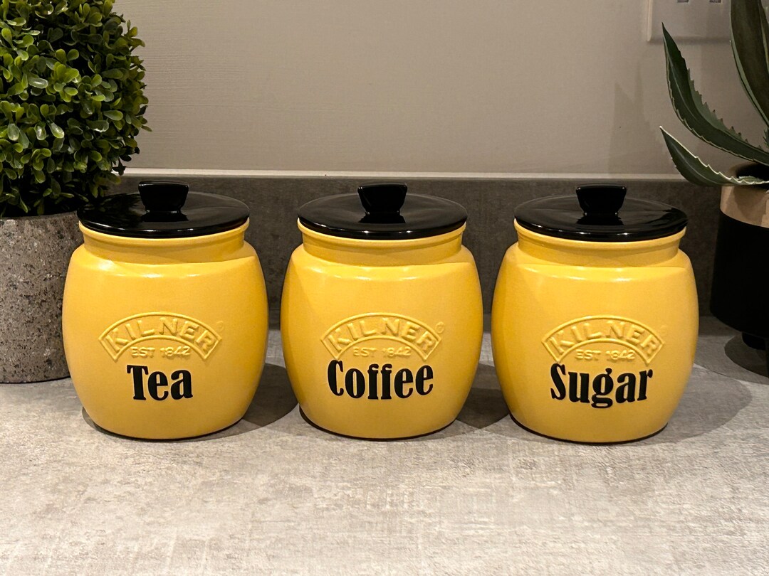 Yellow Tea Coffee Sugar Canister Kitchen Pantry Storage Containers - Etsy