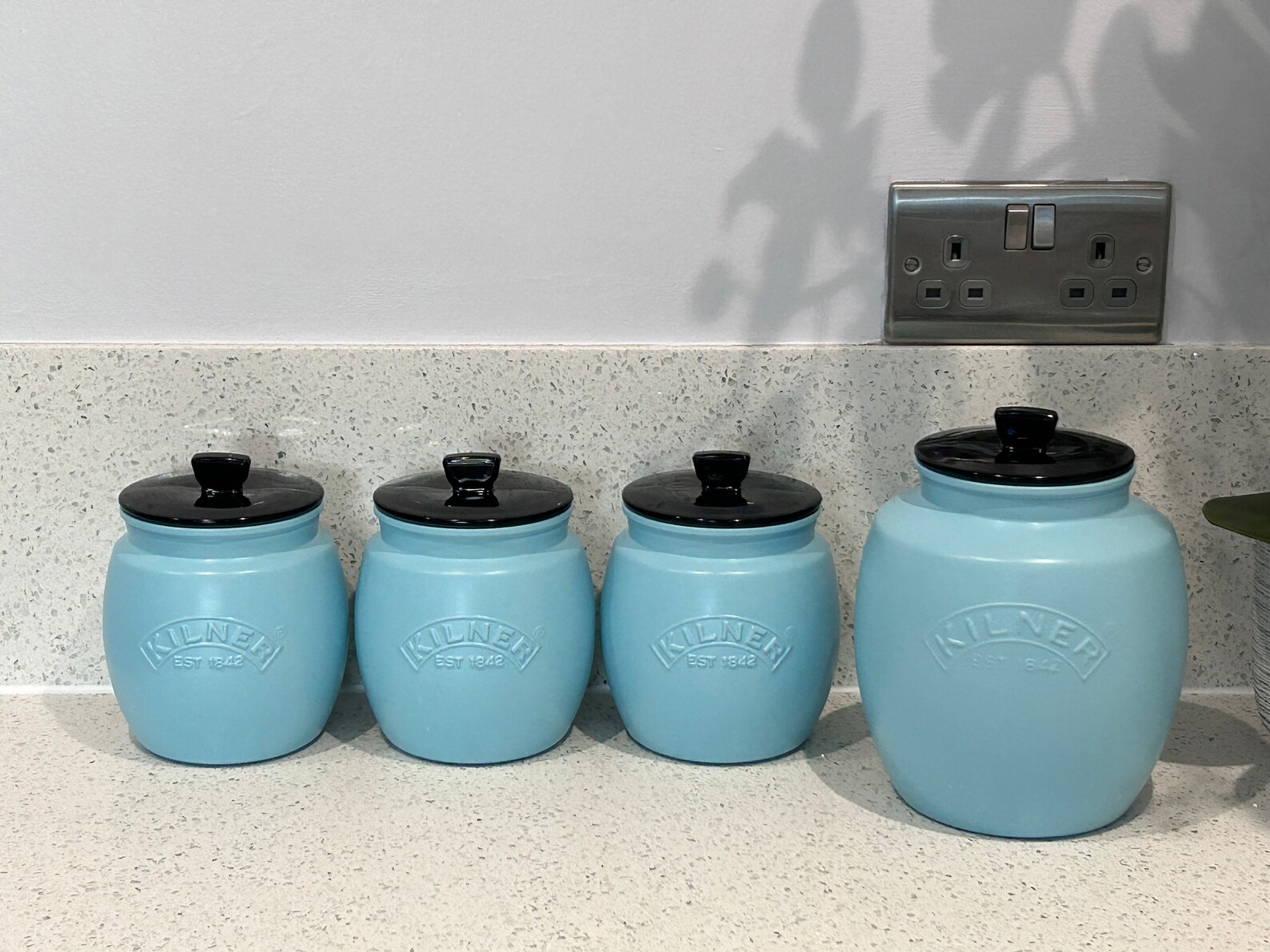 Teal Blue Kitchen Canister Set: Tea, Coffee, Sugar & Bread Bin Various ...