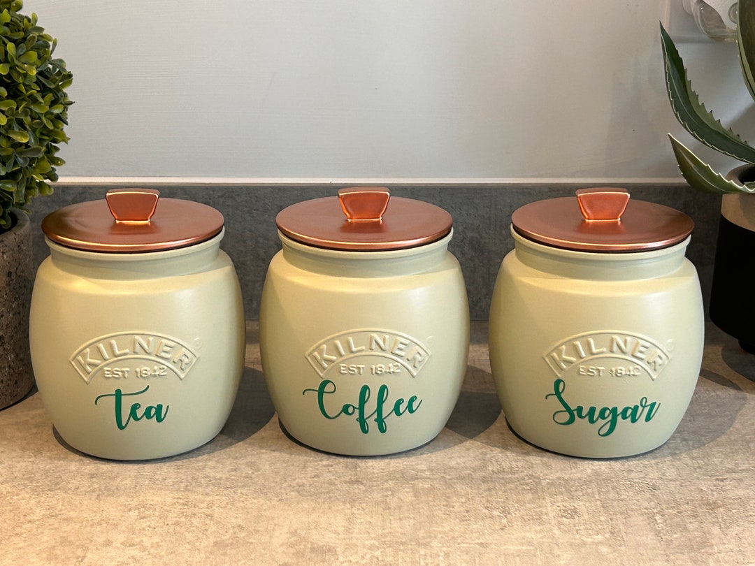Tea Coffee Sugar Sage Green Kitchen Storage Tea Coffee Sugar Container ...