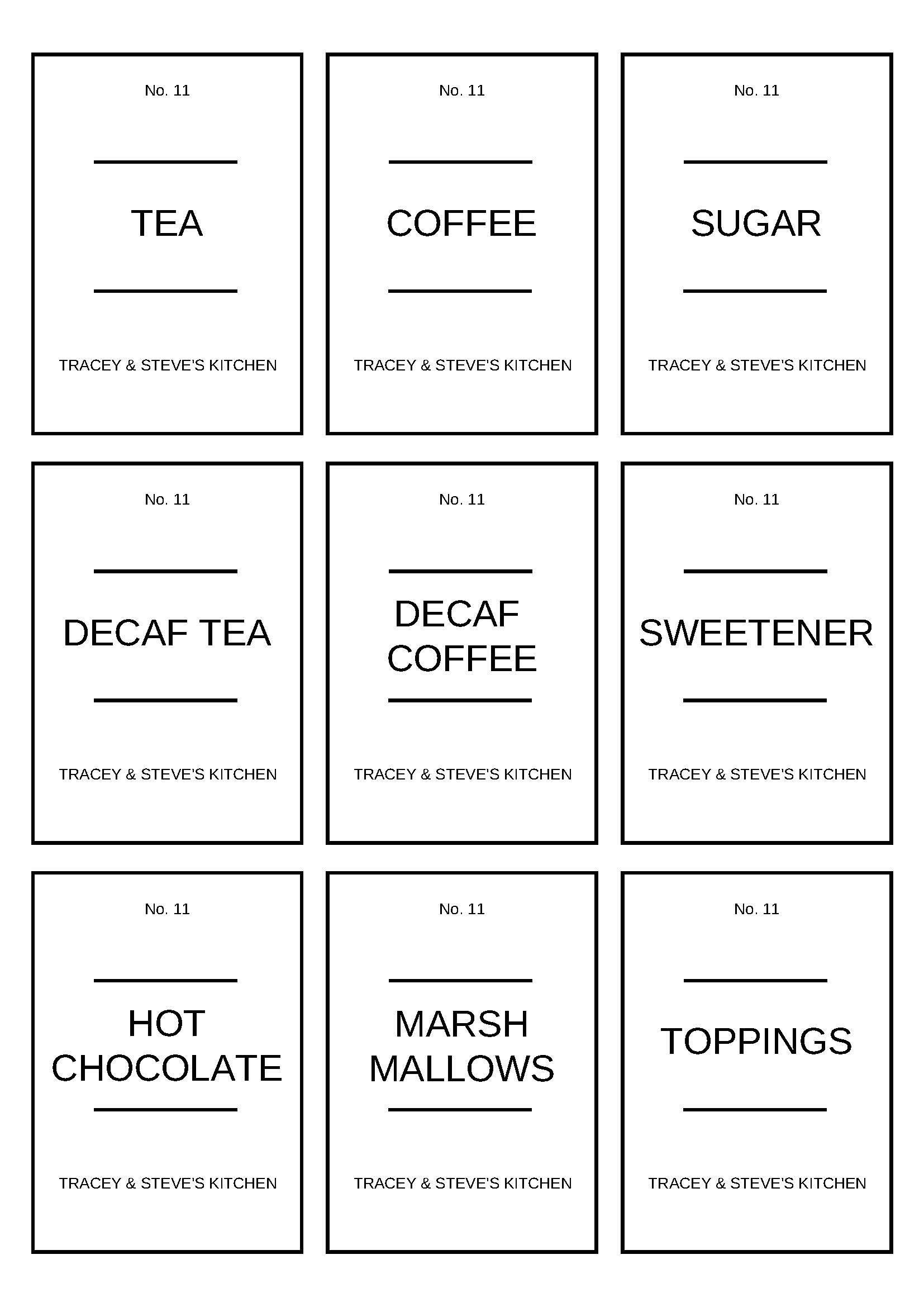 Personalised Tea Coffee Sugar Water Proof Labels, Pantry Organisers ...