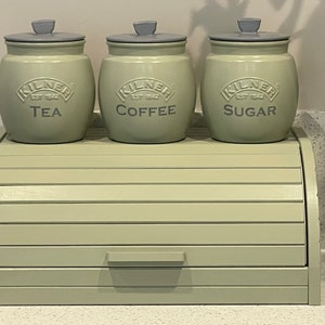 Sage Green Kilner Canister Set: Tea, Coffee, Sugar Jars & Bread Bin - Etsy