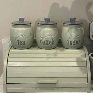 Sage Green Tea Coffee Sugar Canisters Set With Optional Biscuit ...