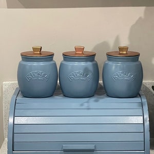 Sea Blue Tea Coffee Sugar Canisters Optional Biscuit / Utensil Jar ...