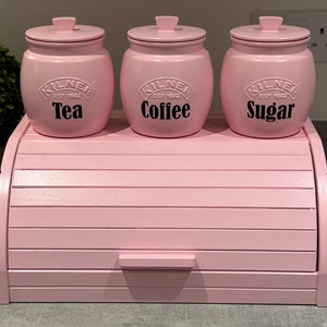 Tea Coffee Sugar Canisters Biscuits & Bread Bin Kitchen Storage Set ...