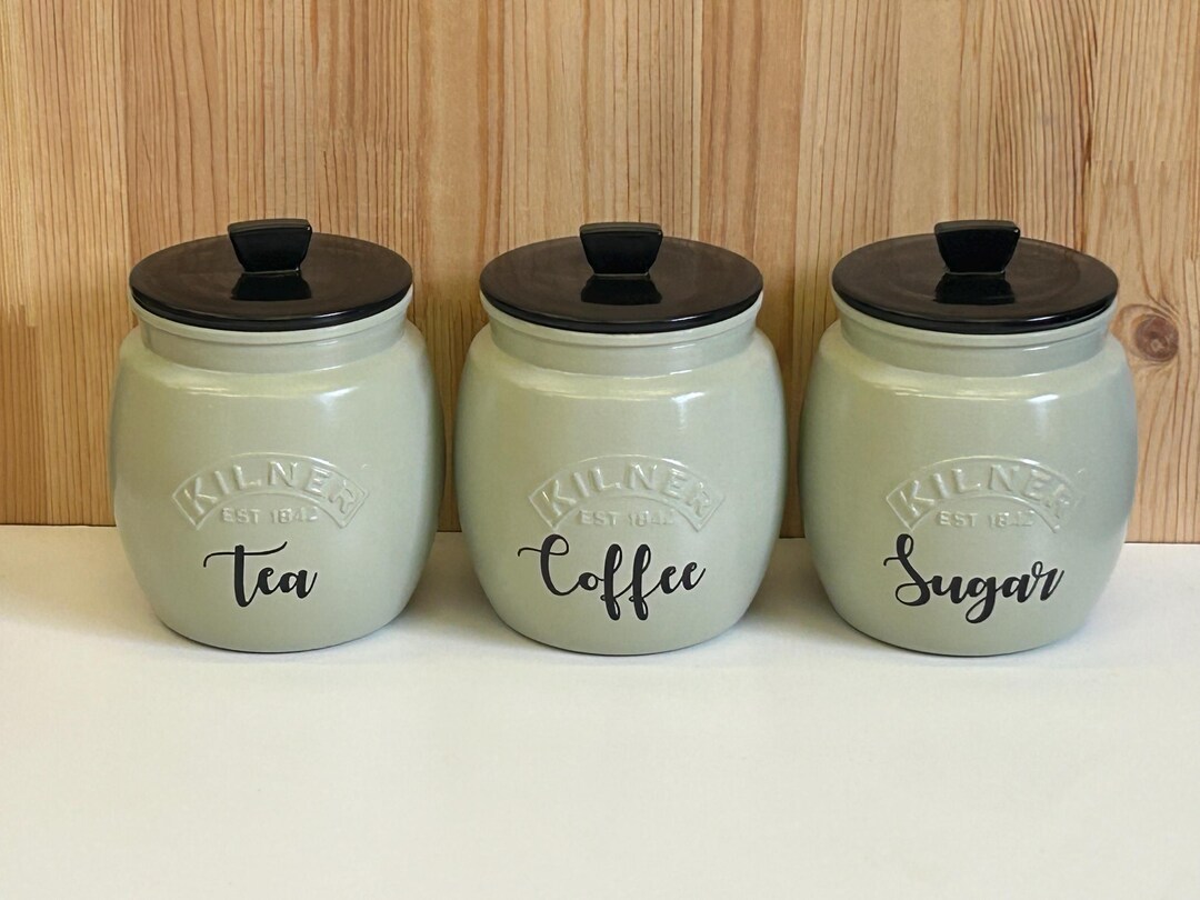 Sage Green Tea Coffee Sugar Canister Set: Kilner Kitchen Storage Jars ...