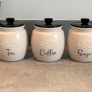 Creamy Taupe Beige Tea Coffee Sugar Canisters Sets Kitchen Storage ...