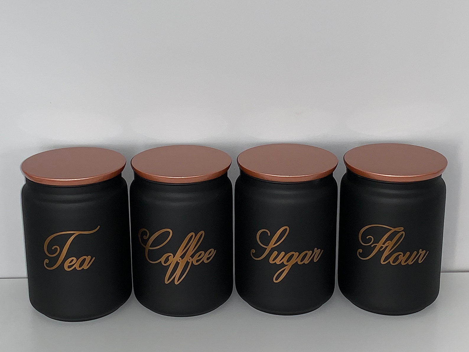 Black Tea Coffee Sugar Canisters Sets Kitchen Storage - Etsy