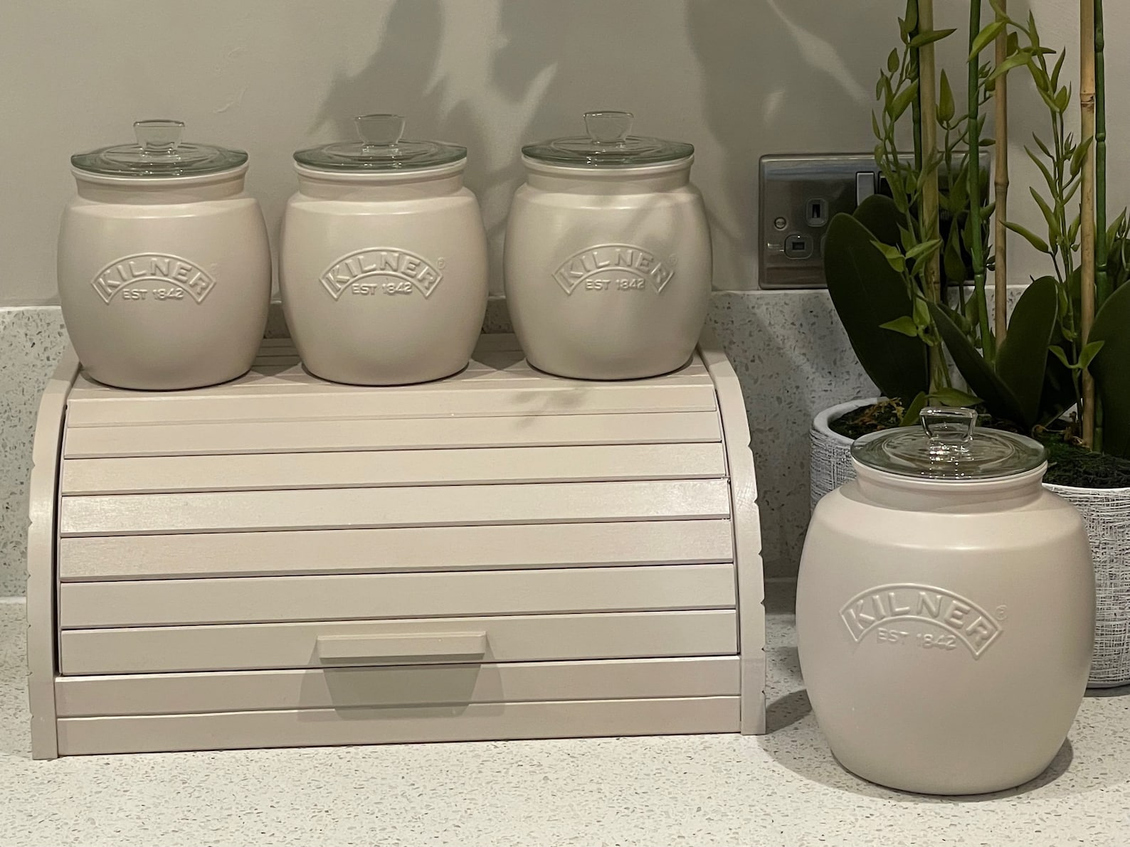 Beige Kitchen Canister Set: Tea, Coffee, Sugar, Bread Bin - Etsy