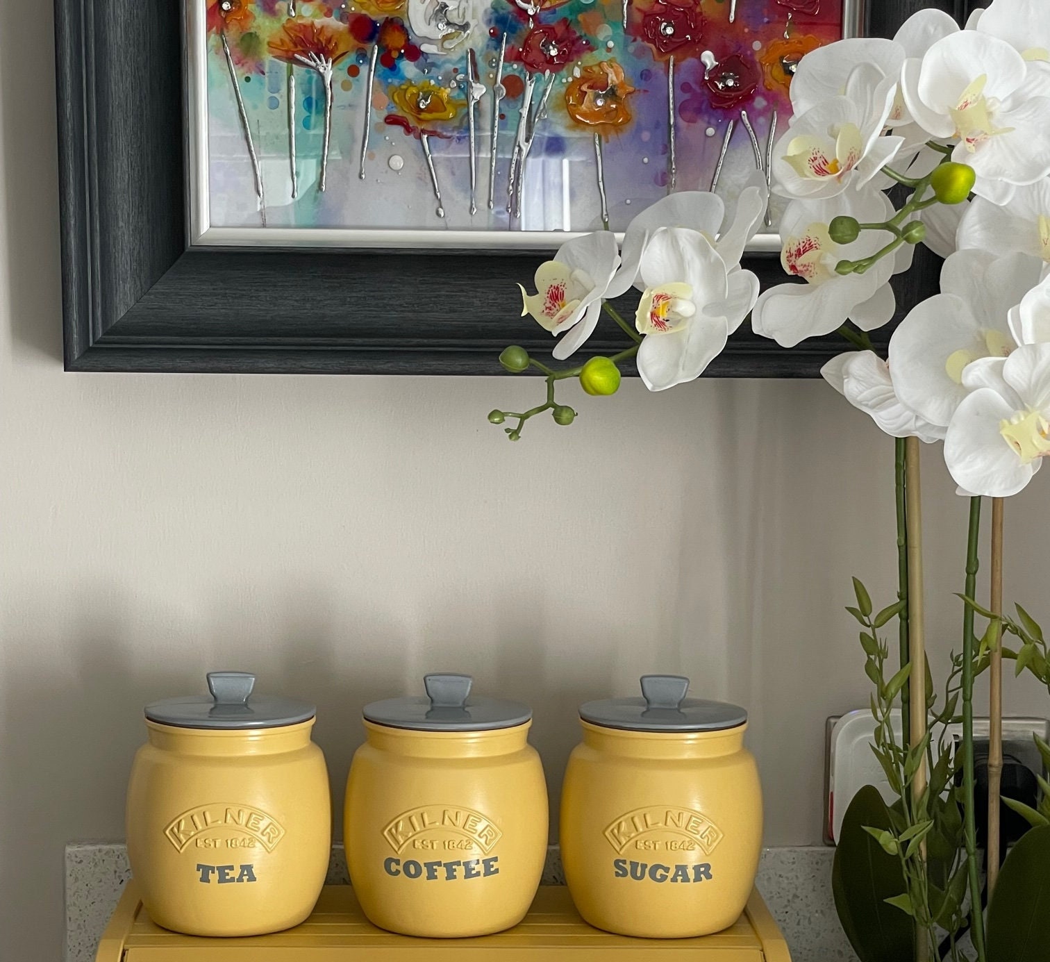 Hand Painted Yellow Kitchen Storage Set: Tea, Coffee, Sugar Jars - Etsy