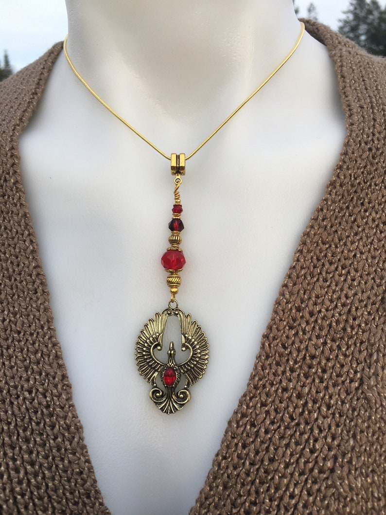 Gold Phoenix Rising Necklace With 18kt Gold Plated Chain | Etsy