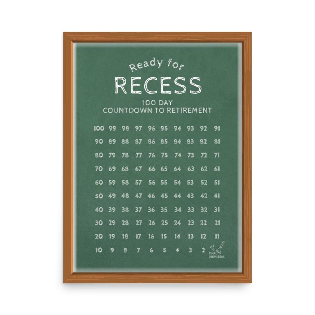 Teacher Retirement Countdown Sign, 30/60/100 Day Countdown Poster ...