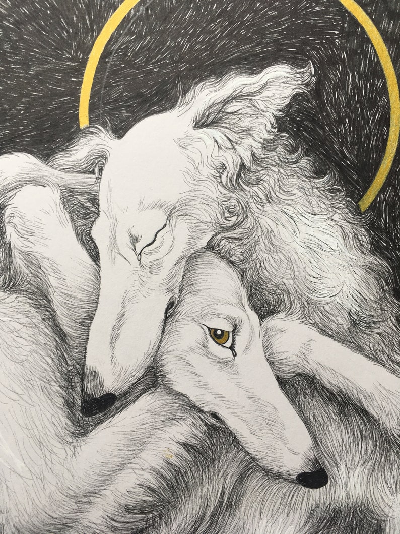 Borzoi Original Drawing - Etsy