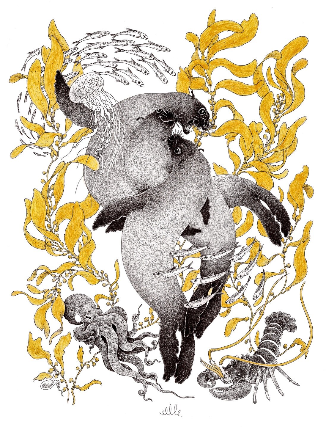 Ocean, Original Drawing - Etsy