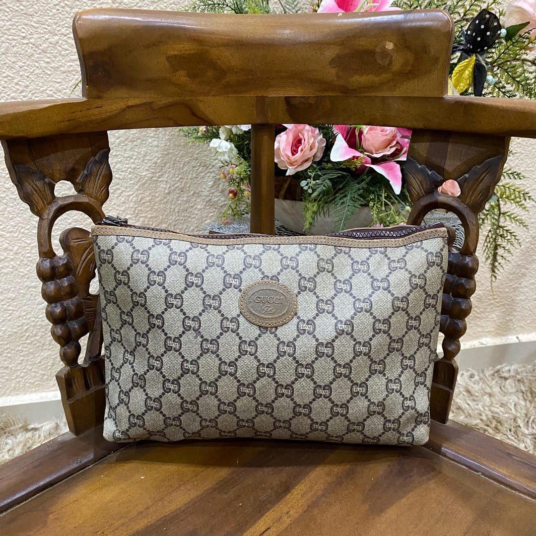 Authentic Vintage GUCCI Plus GG Monogram Clutch Bag Made in Italy 11.5" X 8.5" - Etsy