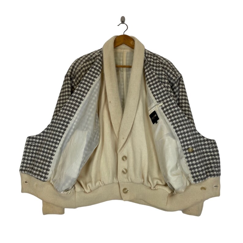 Celine Paris Houndstooth Design Wool Fabric Double Layer Button Jacket ...