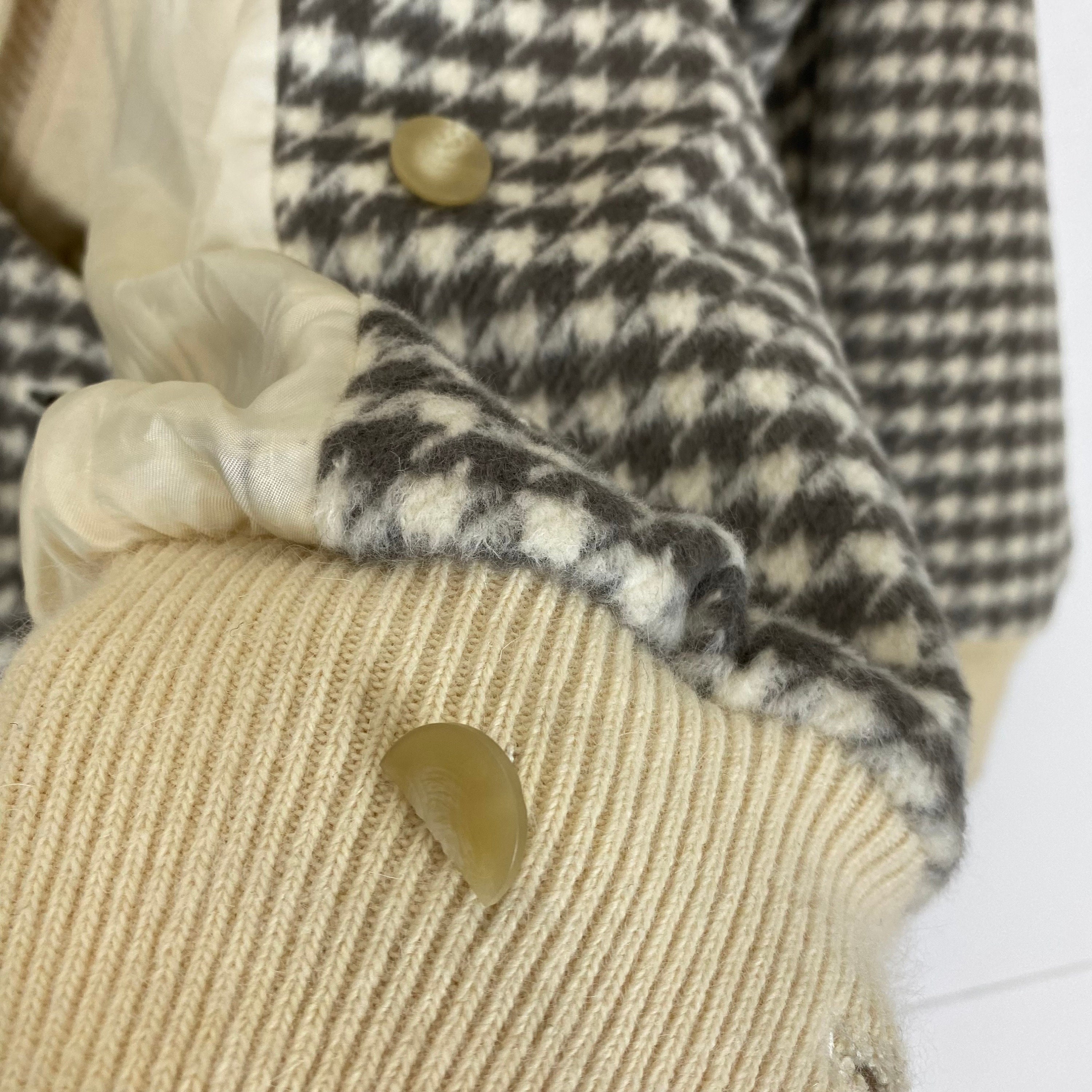 Celine Paris Houndstooth Design Wool Fabric Double Layer Button Jacket Size 48 - Etsy