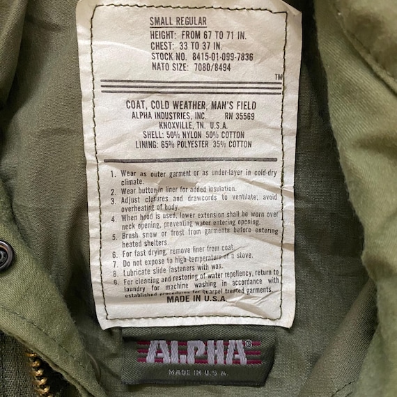 Vintage Field jacket m65 Alpha Industries Made In USA… - Gem