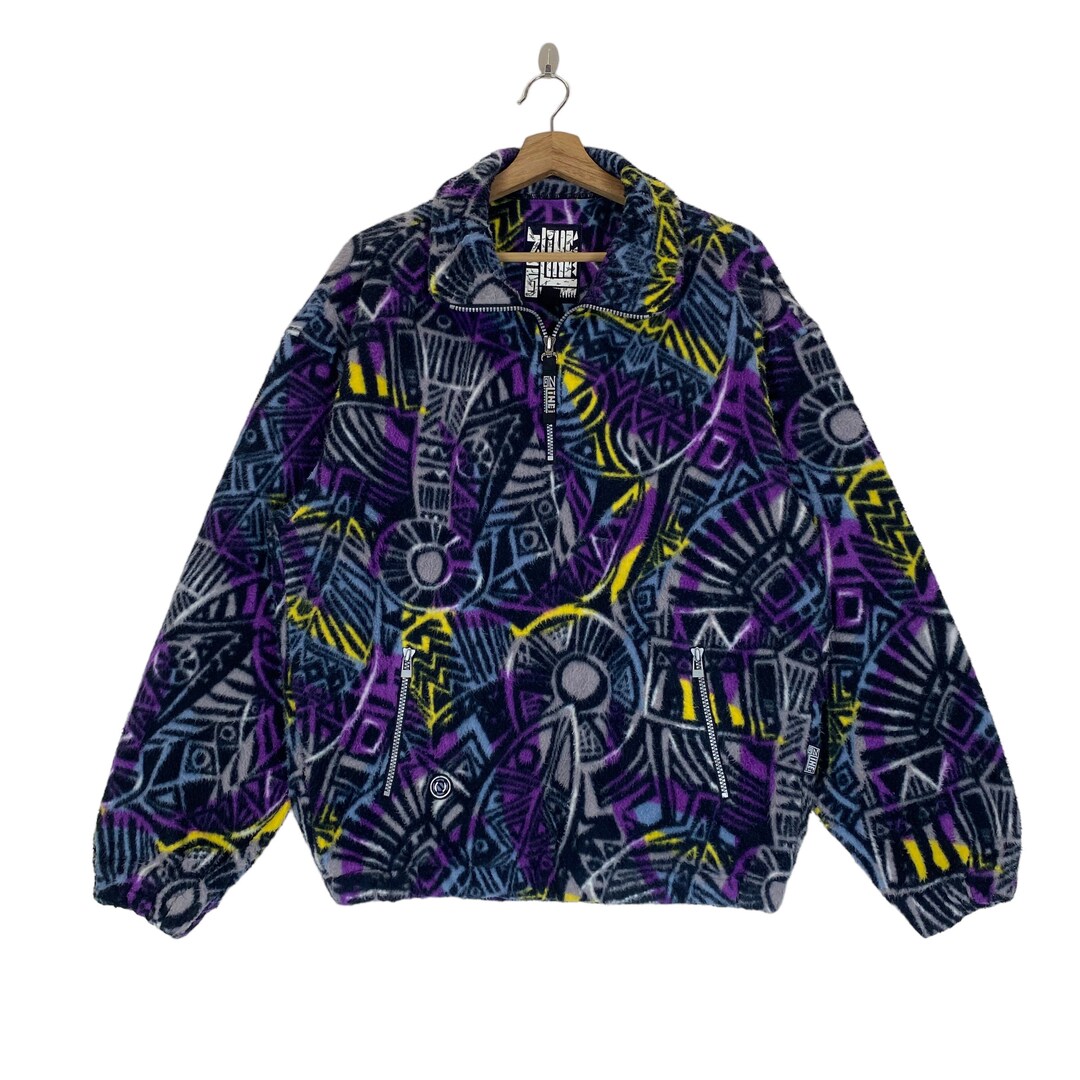 Zo Line Multicolour Design Fleece Half Zipper Jacket Size Medium - Etsy