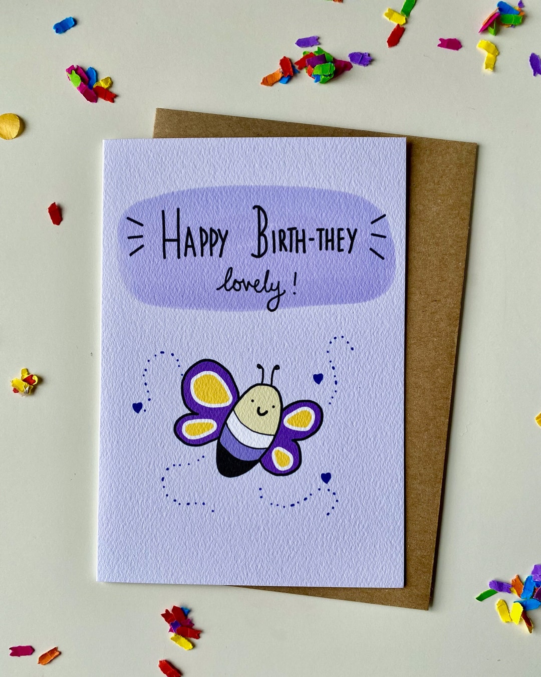 Non Binary Birthday Card Happy Birth-they Enby Nonbinary - Etsy