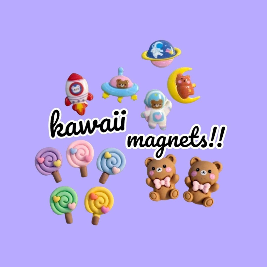 Kawaii Fridge Magnets, Teddy Bear Magnets, Bunny Magnets, Lollipop ...
