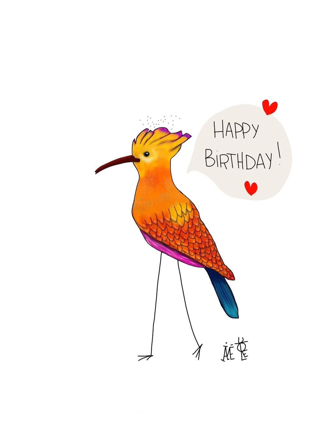 Birthday Card Punk Bird - Etsy