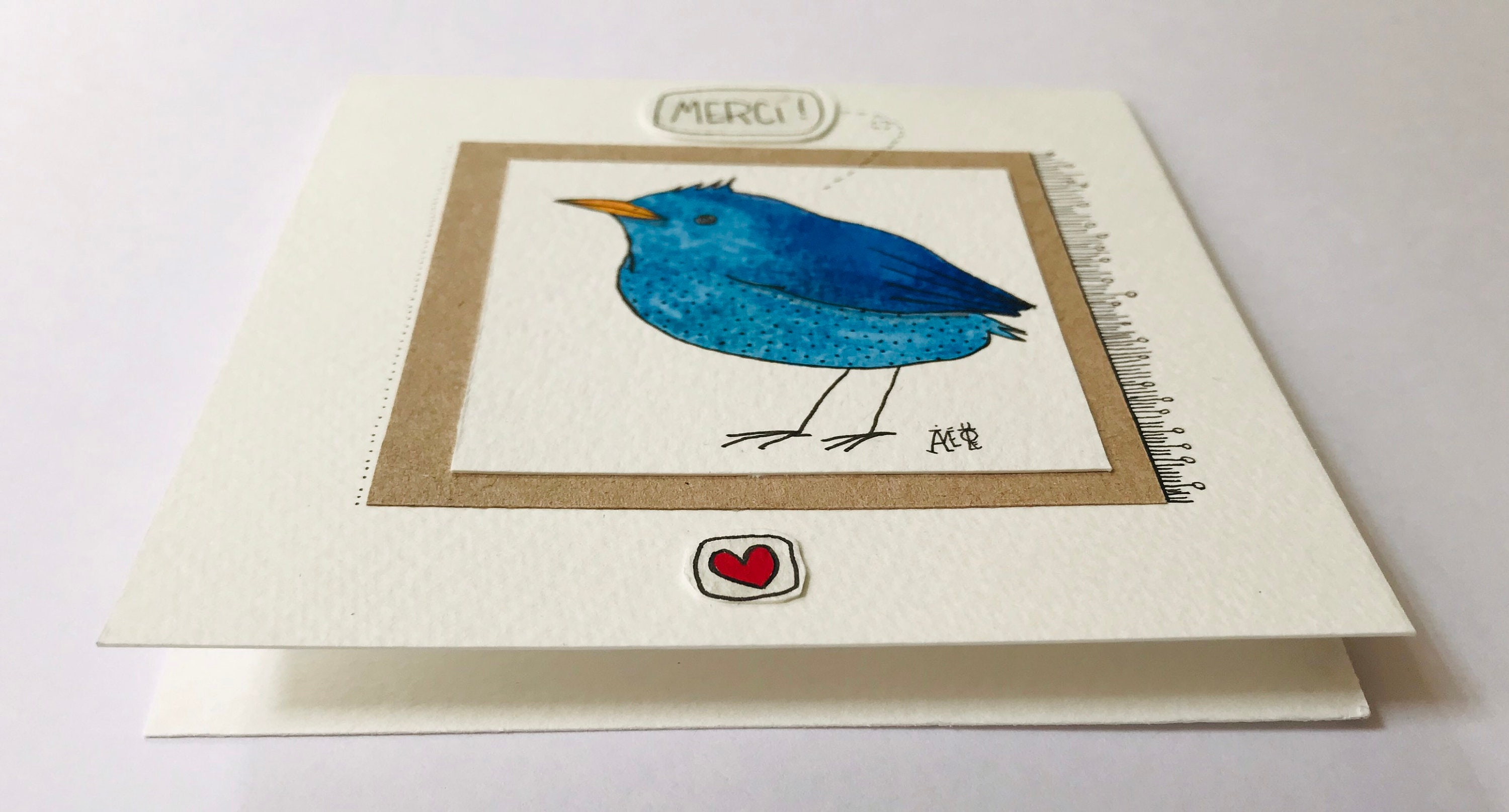 Unique Thank You Card Blue Bird - Etsy