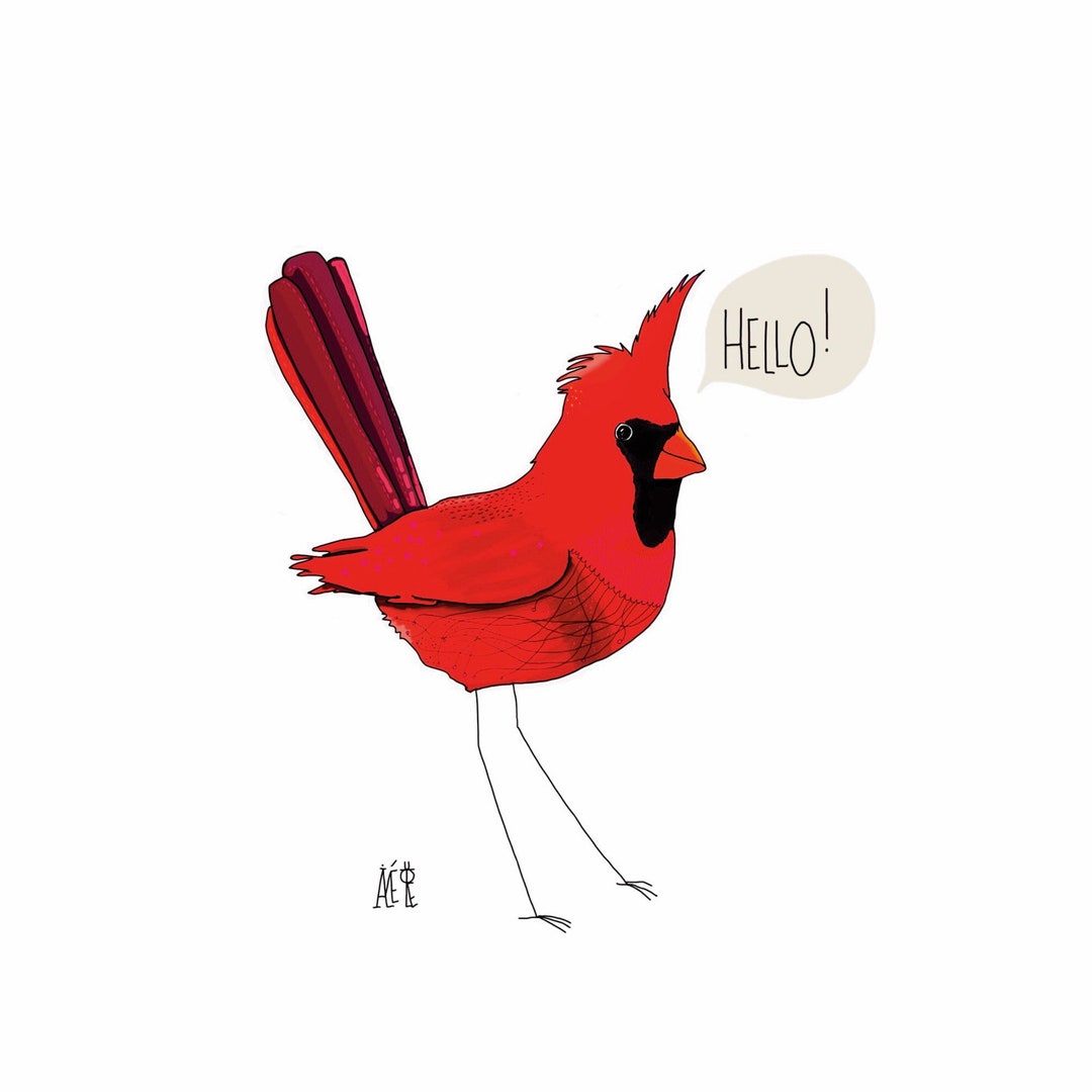 Red Cardinal Hello Card - Etsy