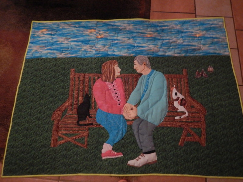 Wall Quilt, All Cotton Quilt, Man & Woman Holding Hands Wall Quilt ...