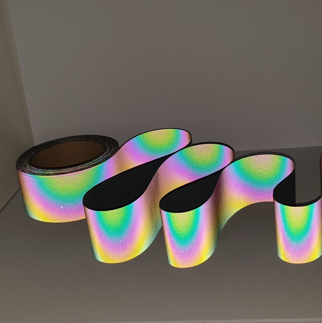Rainbow Reflective Iridescent Tape 5cm Wide, Sew On, High Vis ...