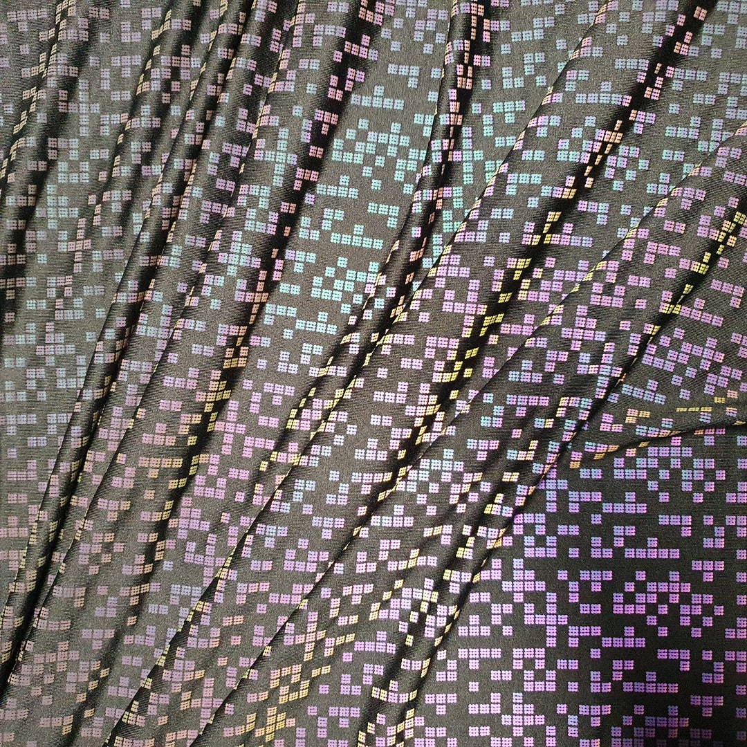 Tetris Print, Reflective Iridescent STRETCH Fabric, High Vis Designer ...