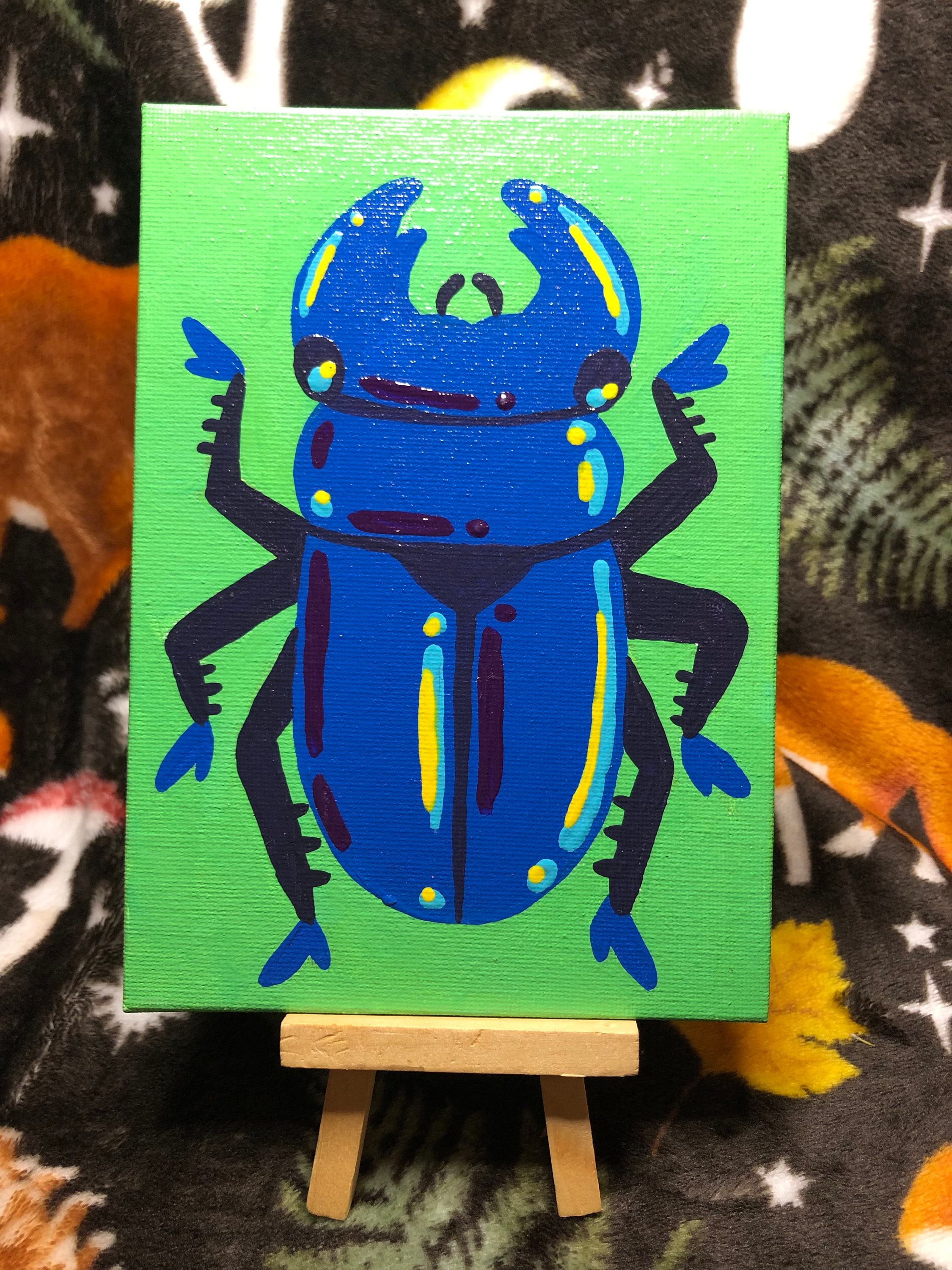Stag Beetle Painting - Etsy