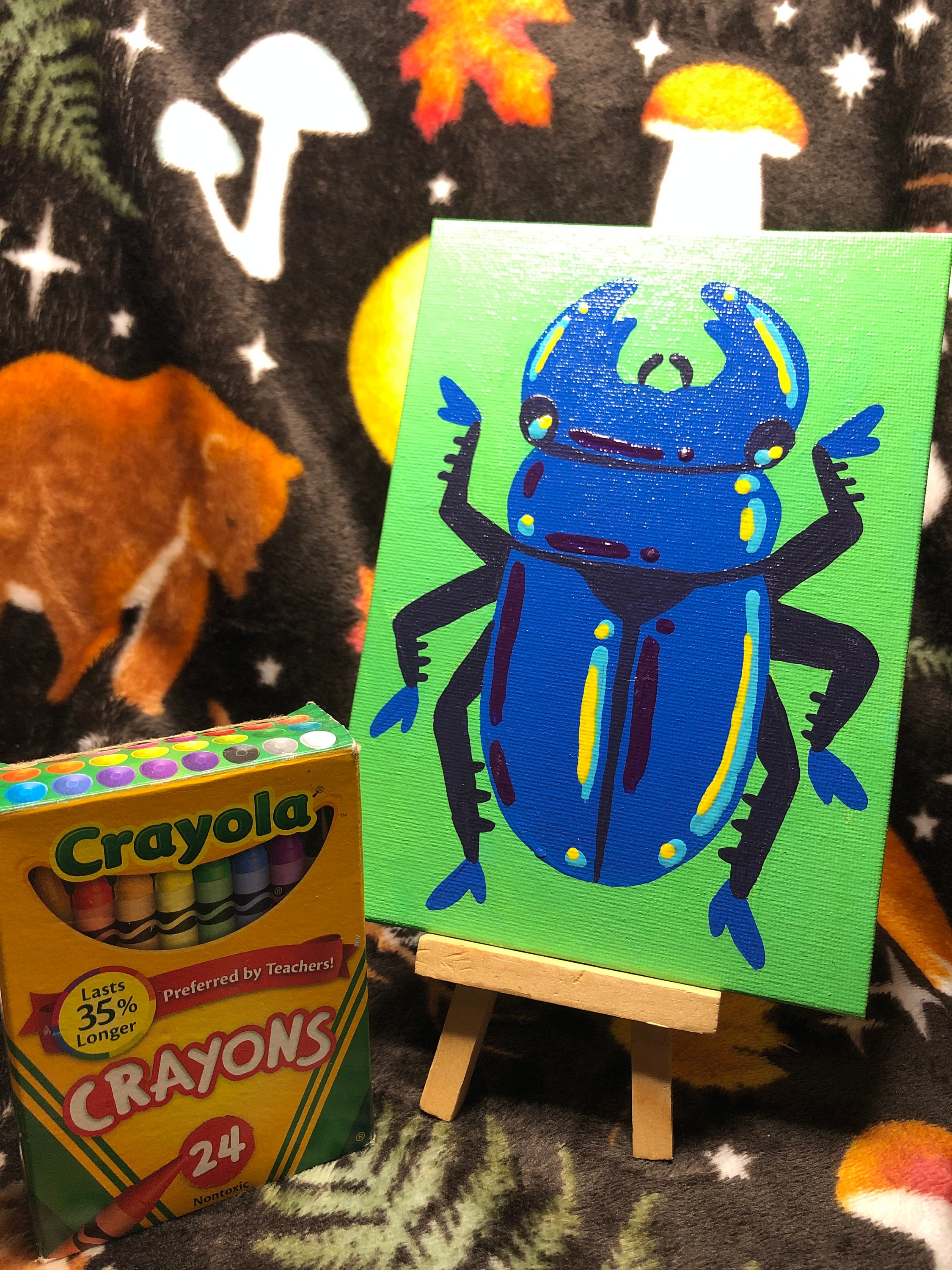 Stag Beetle Painting - Etsy