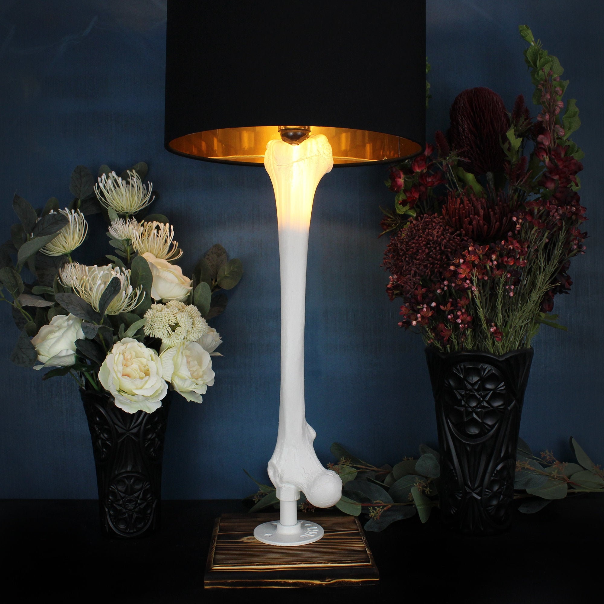 The Faux Femur Bone Lamp | Gothic Table Lamp | Gothic Home Decor | Handmade by the Blackened ...
