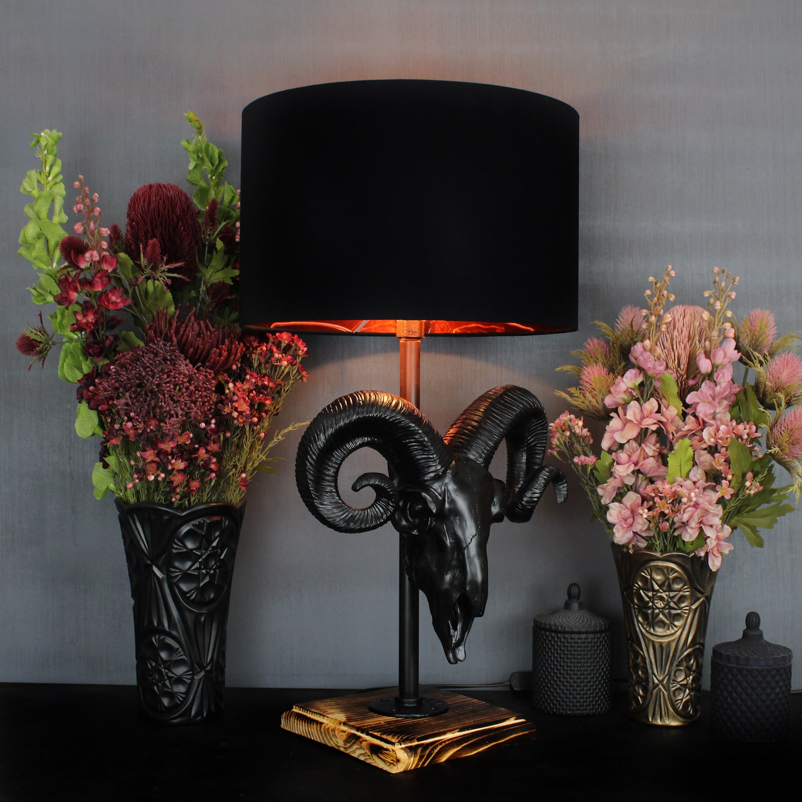 Ram Skull Table Lamp Gothic Home Decor Skull Decor - Etsy