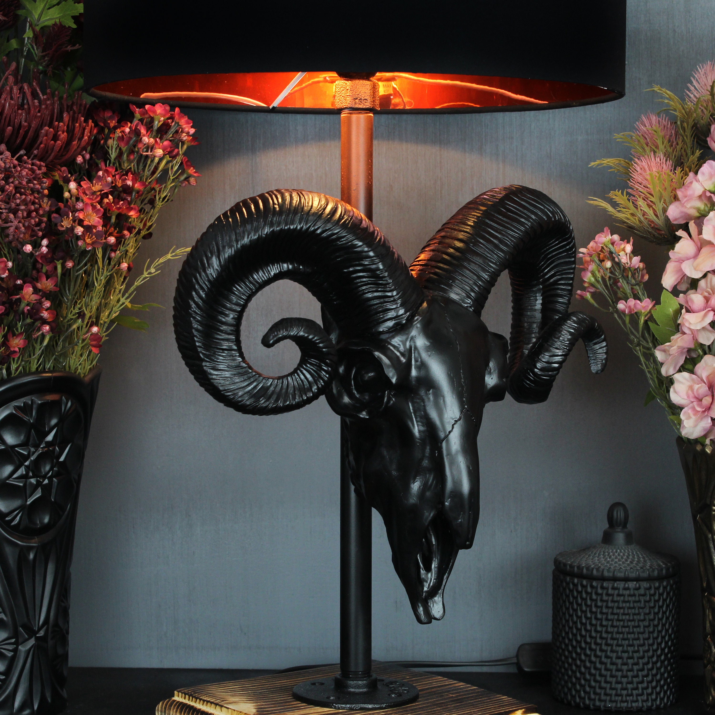 Ram Skull Table Lamp | Gothic Home Decor | Skull Decor Handmade by the ...