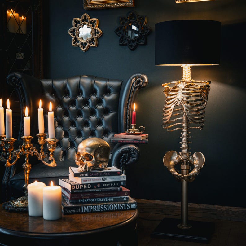 Skeleton Floor Lamp | Gothic Home Decor | Handmade by the Blackened ...