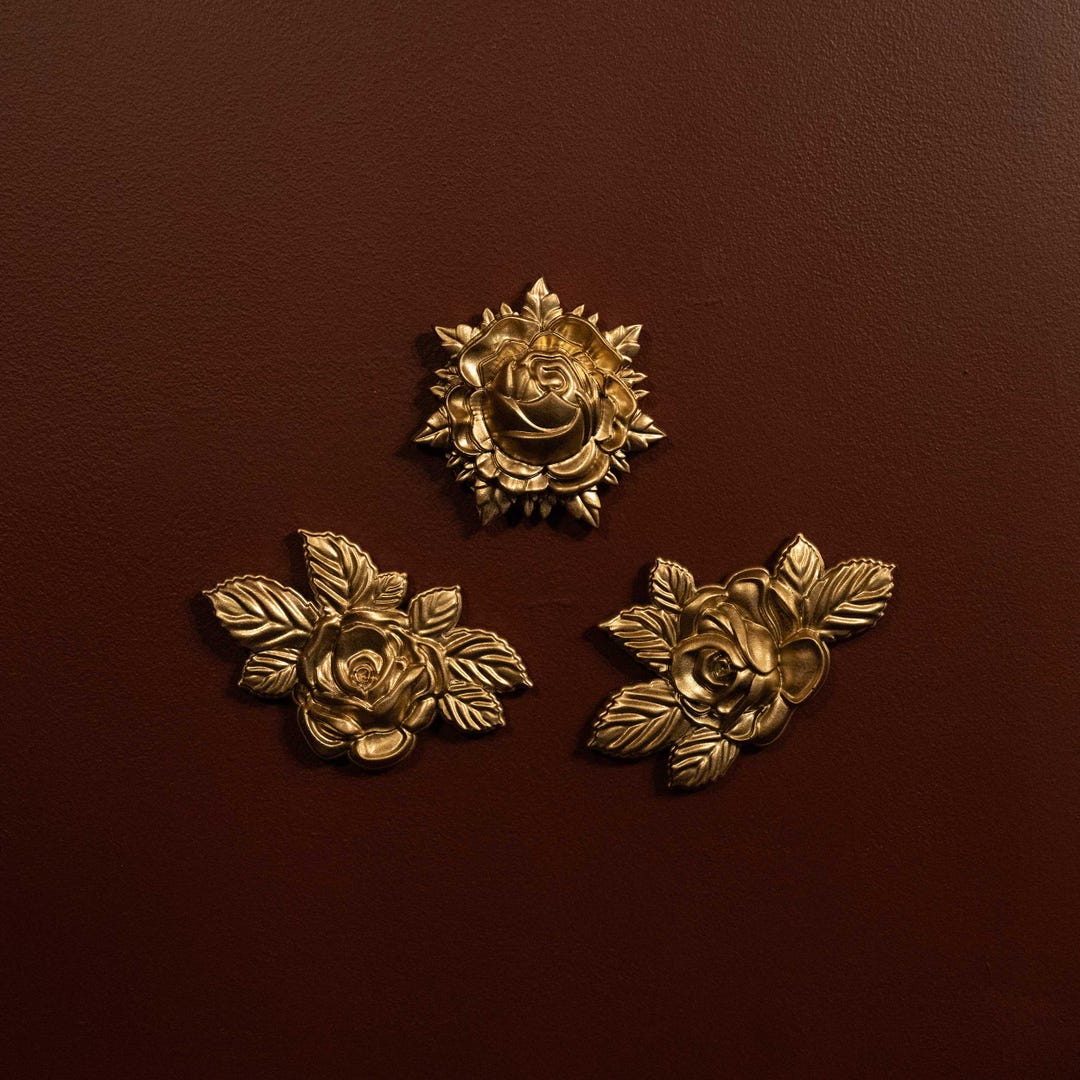 Rose Set Wall Plaques | Gothic Gallery Wall Gap Fillers | Small Wall ...
