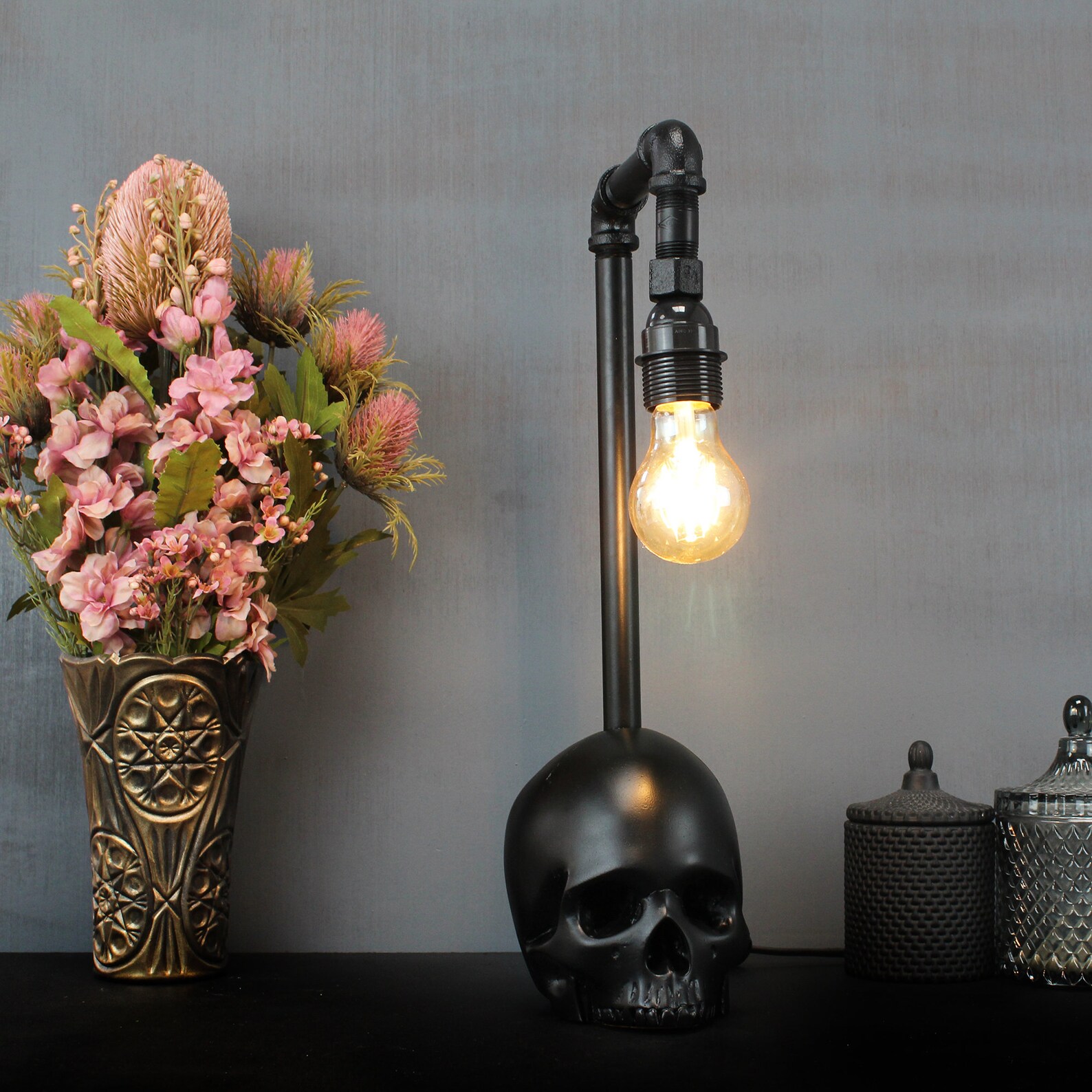 Talisman Skull Table Lamp Gothic Home Decor Handmade by - Etsy