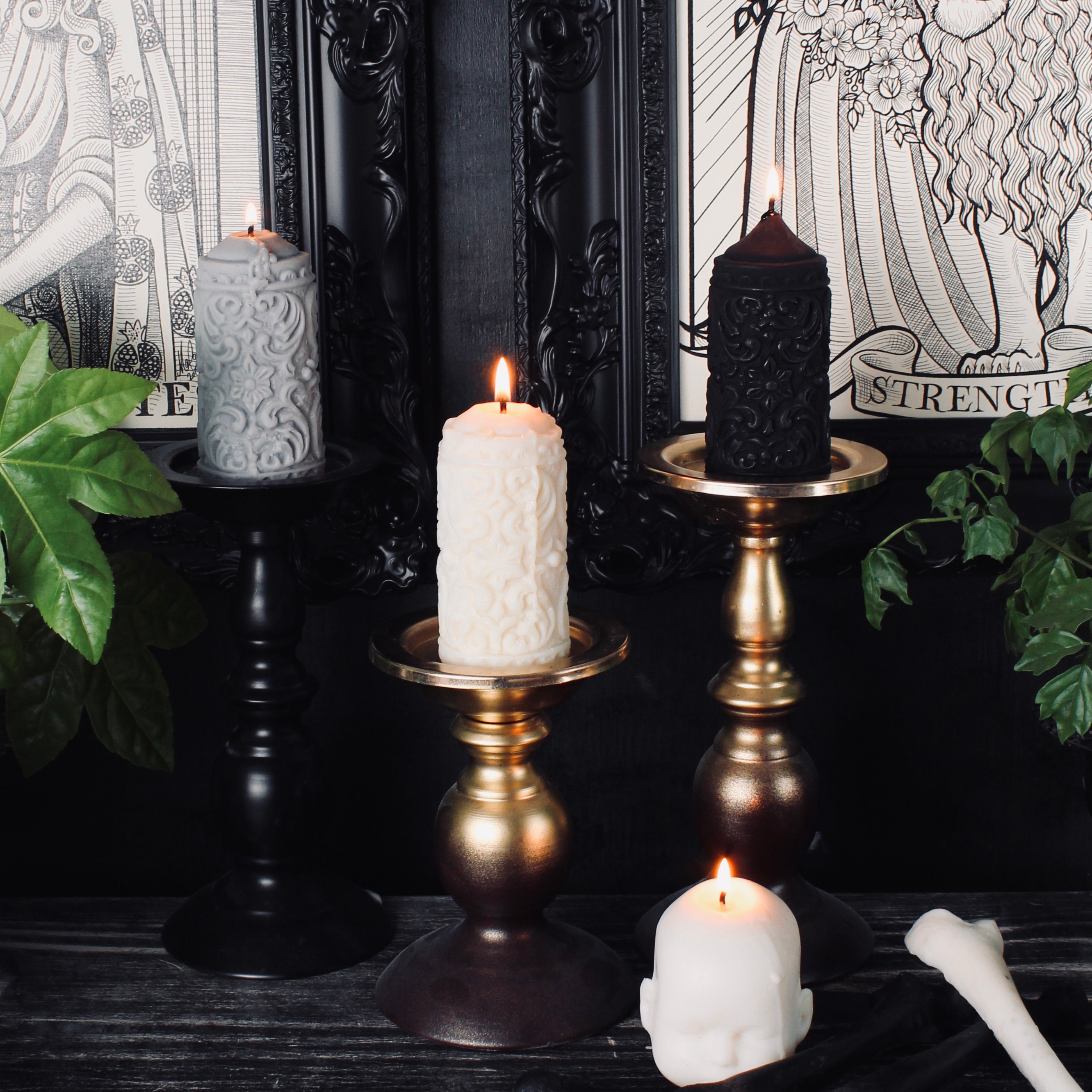 Mildred Gothic Pillar Candle Gothic Home Decor by the | Etsy