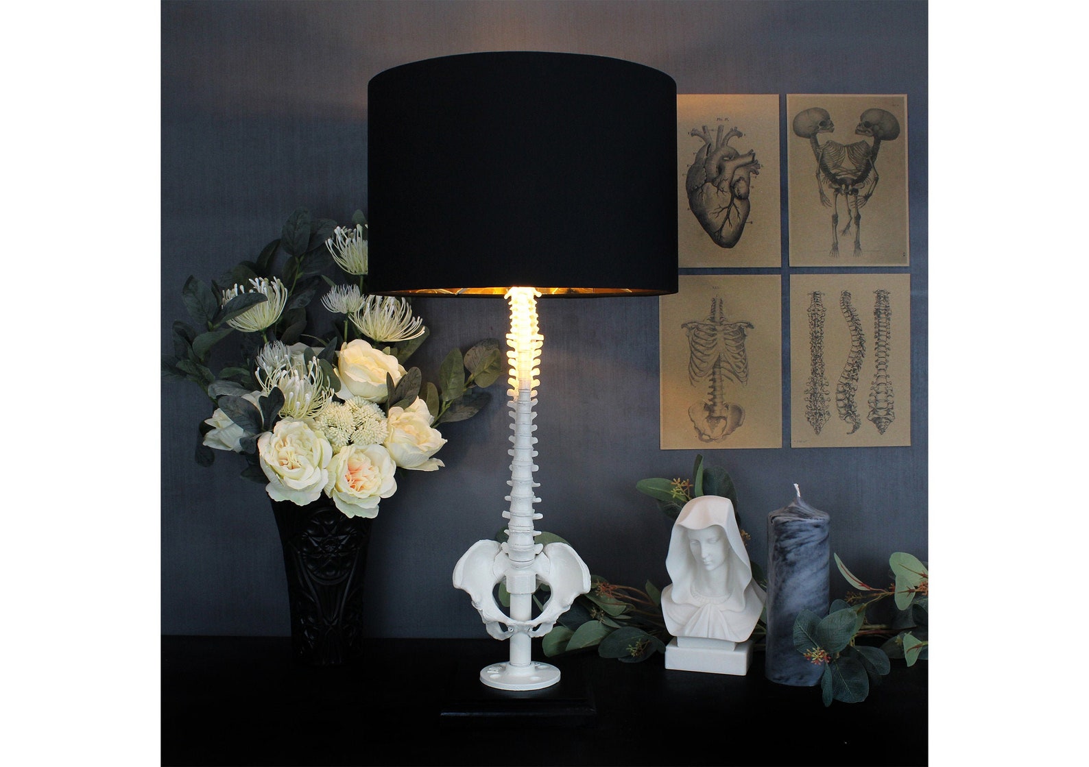 The Spine Lamp Handmade Gothic Home Decor by the Blackened - Etsy