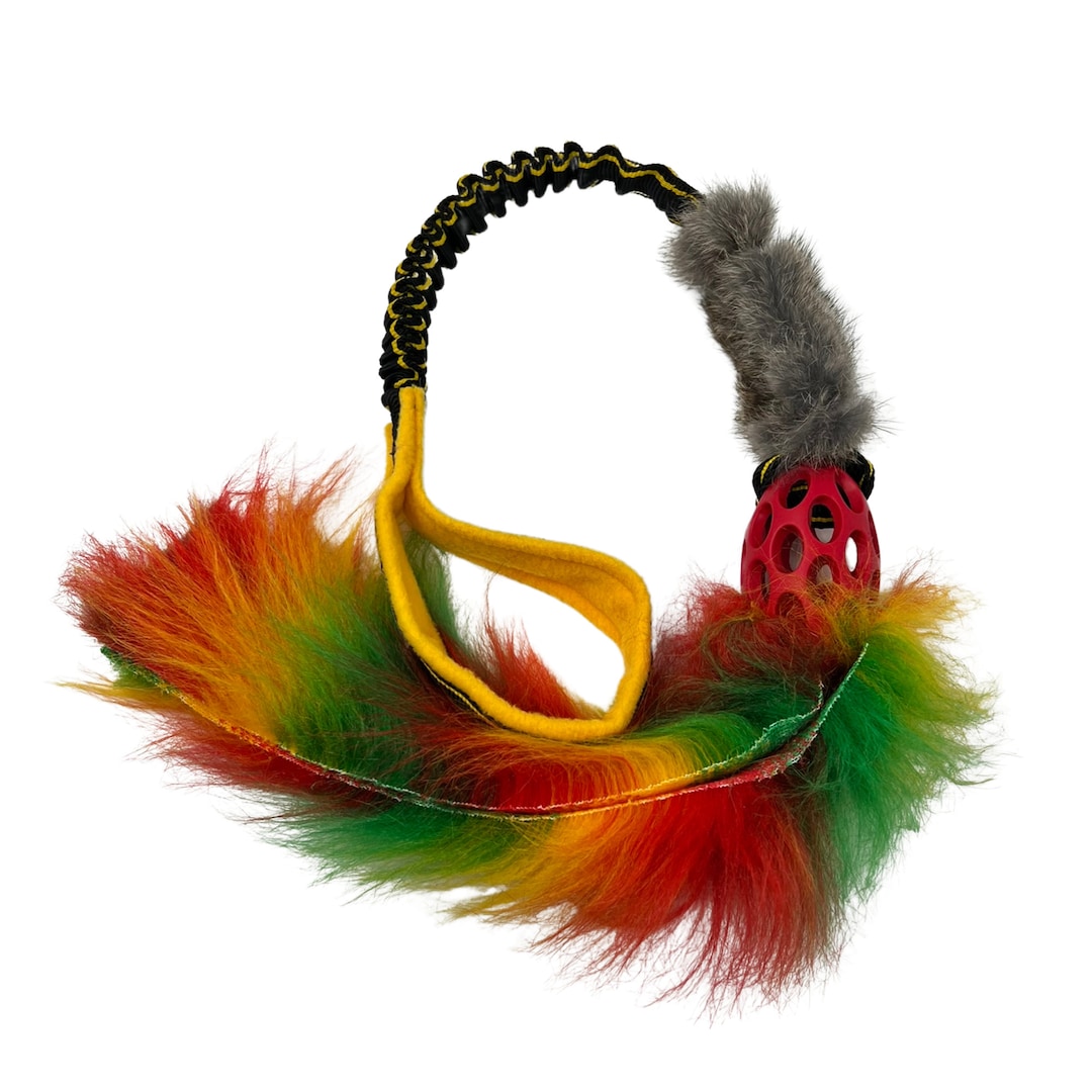 Paws Made Bobbins Bungee Tugger Rabbit Ball Rainbow Tug Dog Toy Agility ...