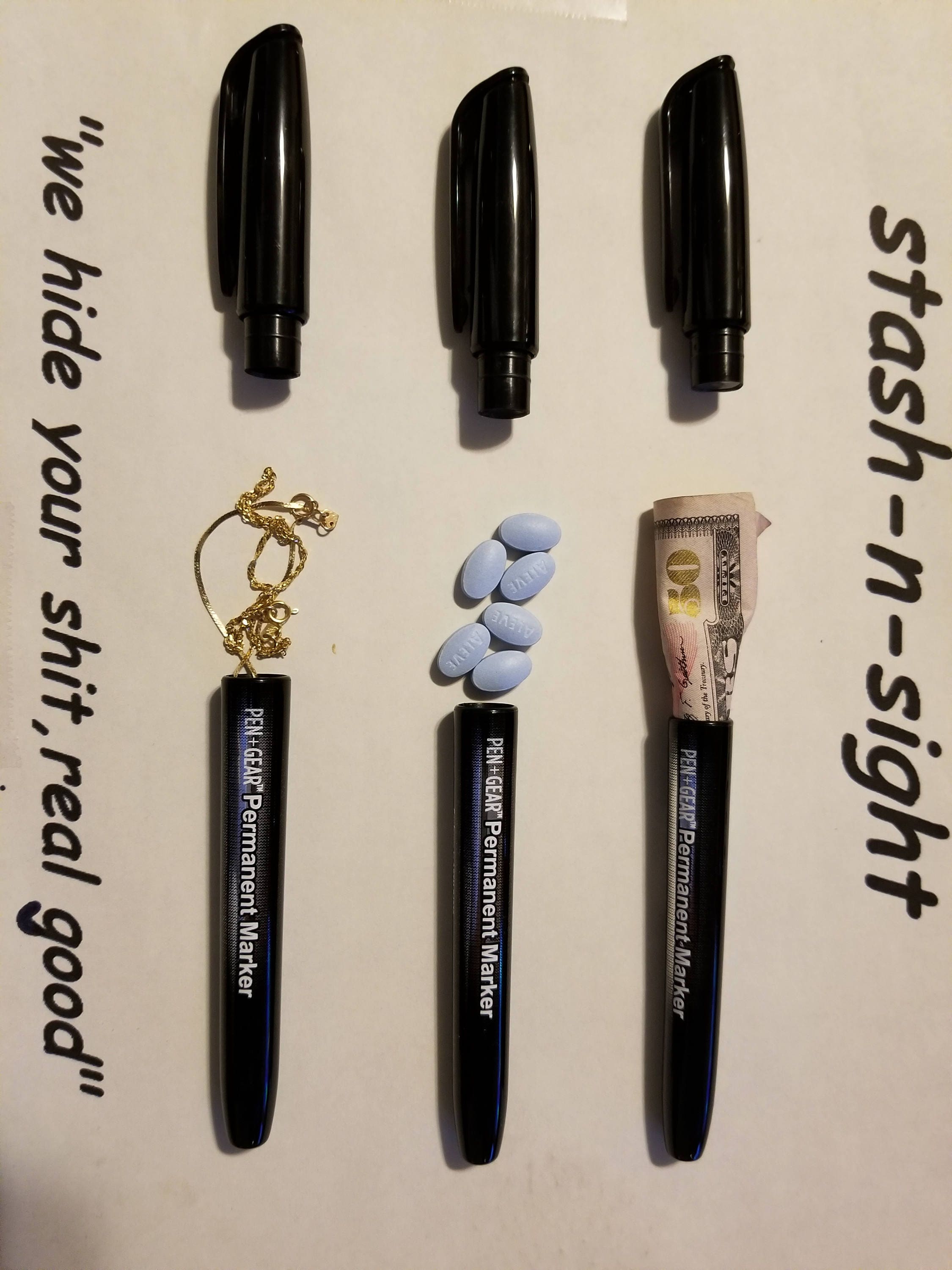 Secret Stash Markers-hide-gold-pills-valuables-contains Real Ink And ...