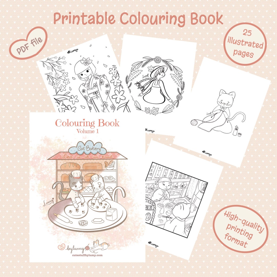PRINTABLE Colouring Book Volume 1 PDF File With 25 Illustrated Pages - Etsy
