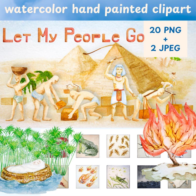 Bible Watercolor Clipart for Kids Sunday School Passover Illustration ...