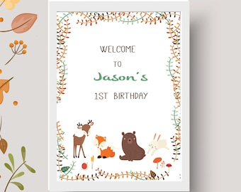 Woodland Animals Banner, Woodland Baby Shower Banner, Woodland Birthday ...